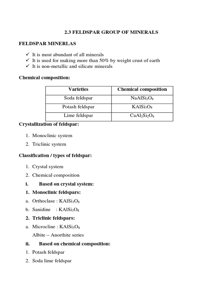 2.3 Feldspar Group of Minerals | PDF | Minerals | Mineralogy