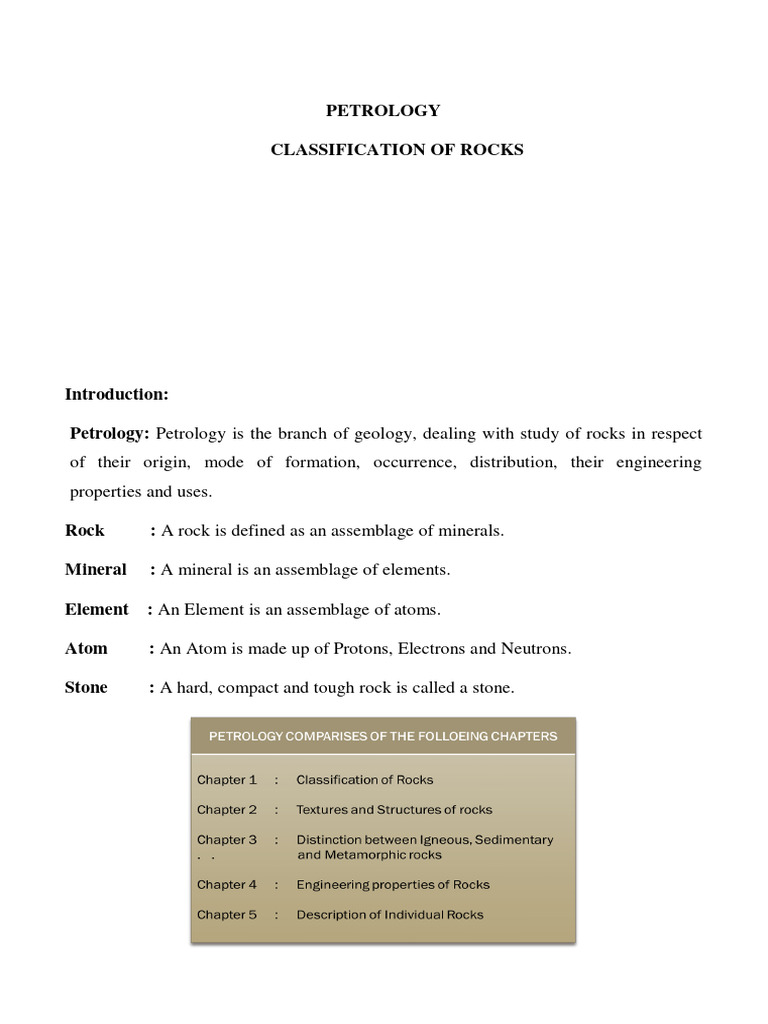 3.1 Classification of Rocks | PDF | Rock (Geology) | Igneous Rock