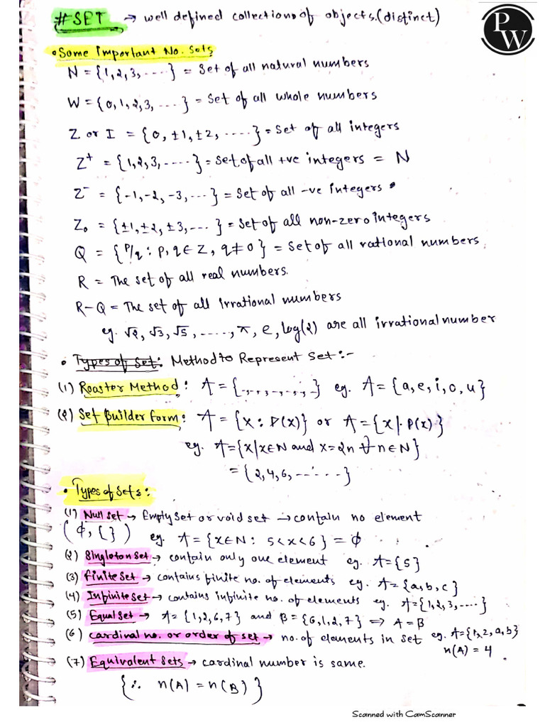Set - Handwritten Notes - Prayas JEE 2025 | PDF