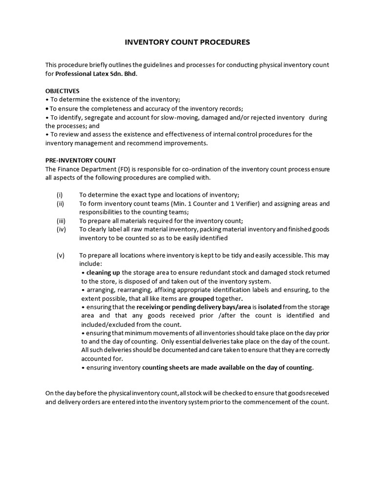 Inventory Count Guidelines | PDF | Inventory | Business
