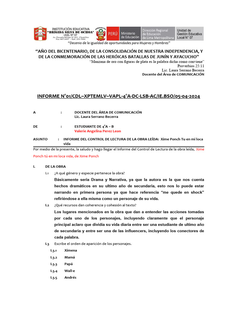 Informe Numero 2 Ximena Ponch | PDF | Verdad