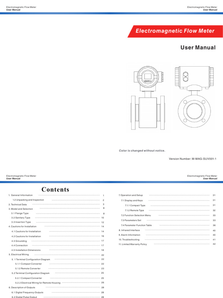 Magnetic Flow Meter Manual2.0 | PDF | Flow Measurement | Pipe (Fluid ...