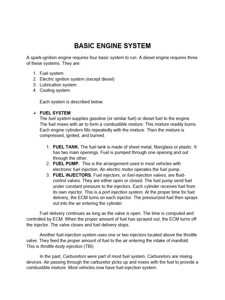 Module II-basic Engine System | PDF | Fuel Injection | Internal ...