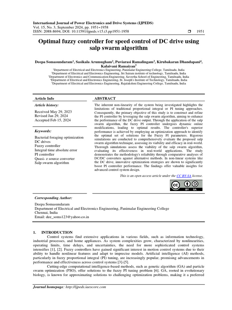 Optimal Fuzzy Controller For Speed Contr | PDF | Control Theory | Mathematical Optimization