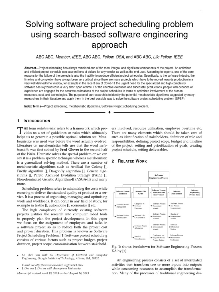 Solving Software Project Scheduling Problem Using Sbse Approach Pdf Metaheuristic