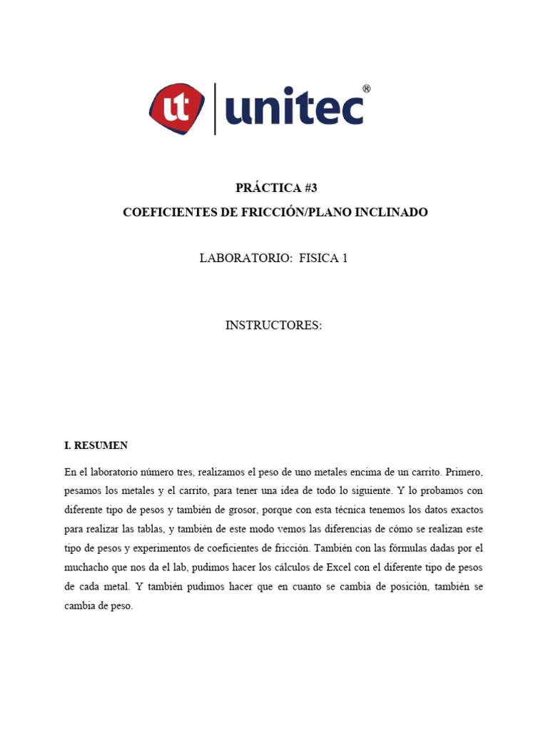 informe 3_de lab física | PDF | Fuerza | Fricción