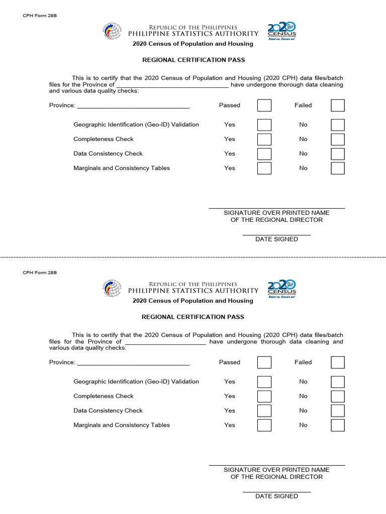 CPH Form 28 Certification Pass (For Region) | PDF