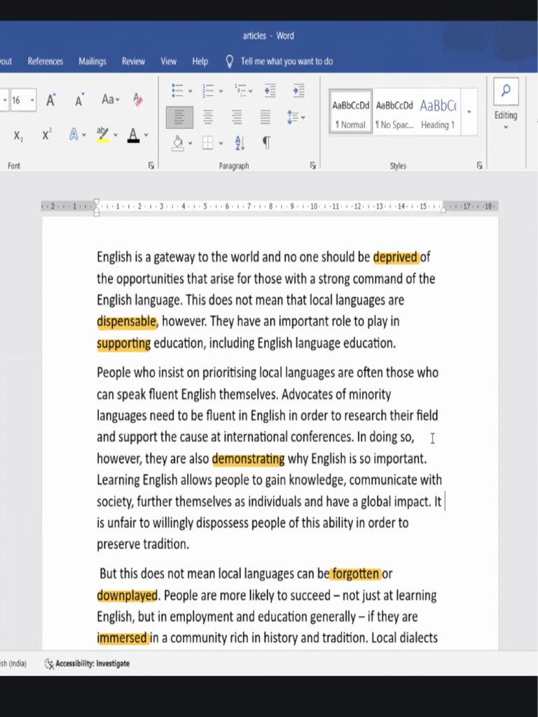 Essay Sample (English and Local Languages) Copy | PDF