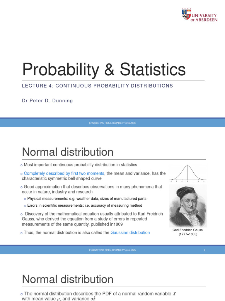 Continuous Probability Distributions | PDF | Normal Distribution | Probability Distribution