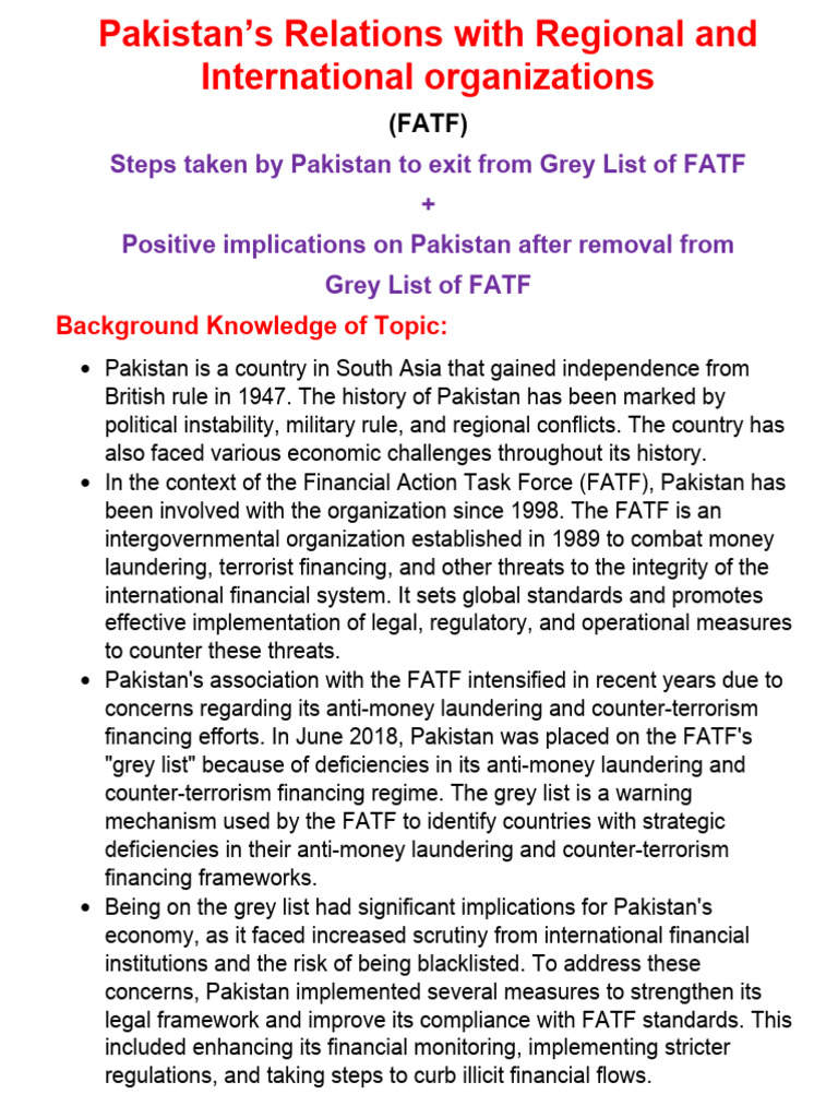 Pakistan's FATF Grey List Exit Explained | PDF | Financial Regulation ...