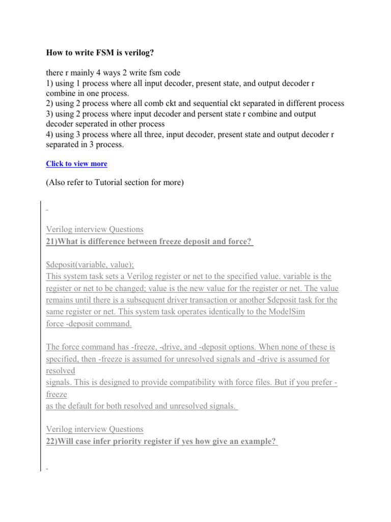 How To Write FSM Is Verilog | PDF