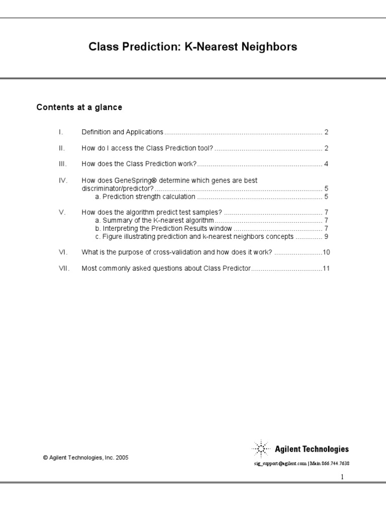 Class Prediction: K-Nearest Neighbors: Contents at A Glance | PDF | Cross Validation (Statistics ...