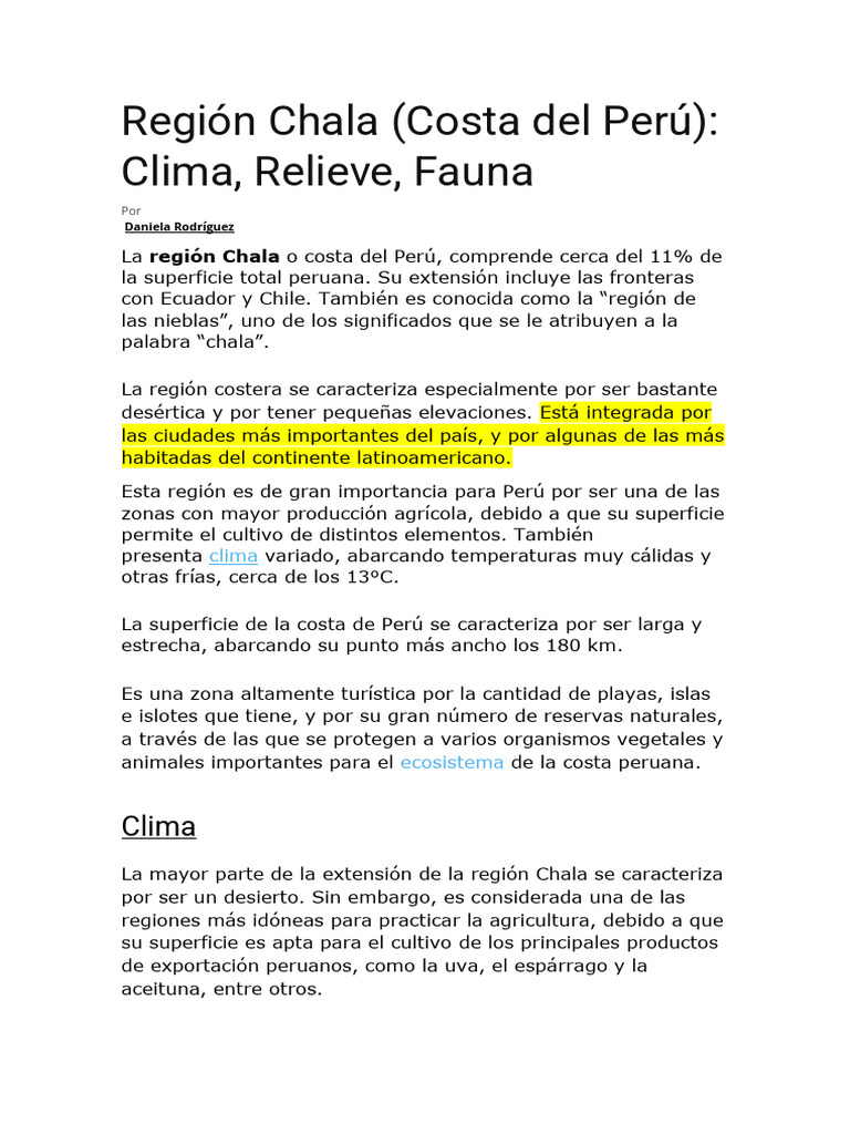Región Chala | PDF | Perú | Clima