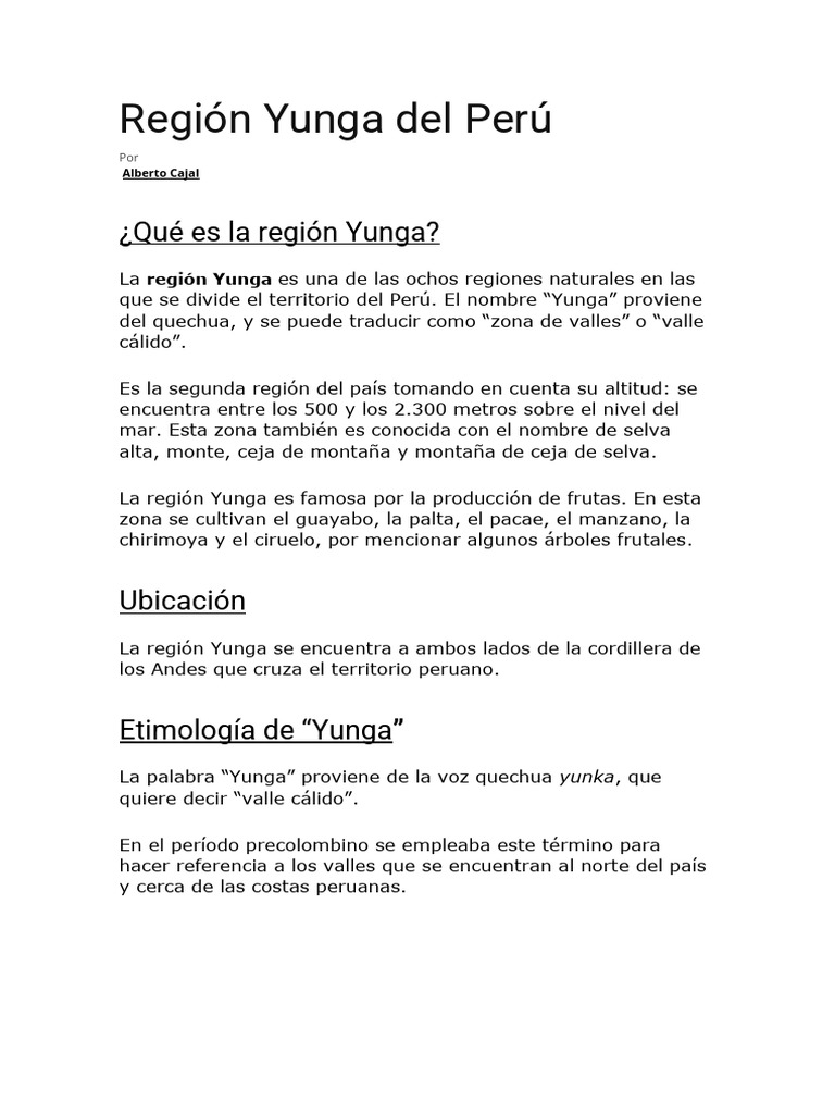 Región Yunga del Perú | PDF | Ciencias de la Tierra