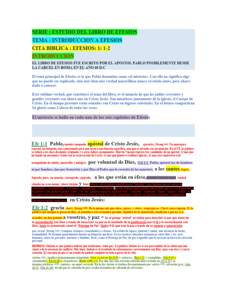Serie Del Libro de Efesios | PDF | Cristo (título) | Pablo el apóstol