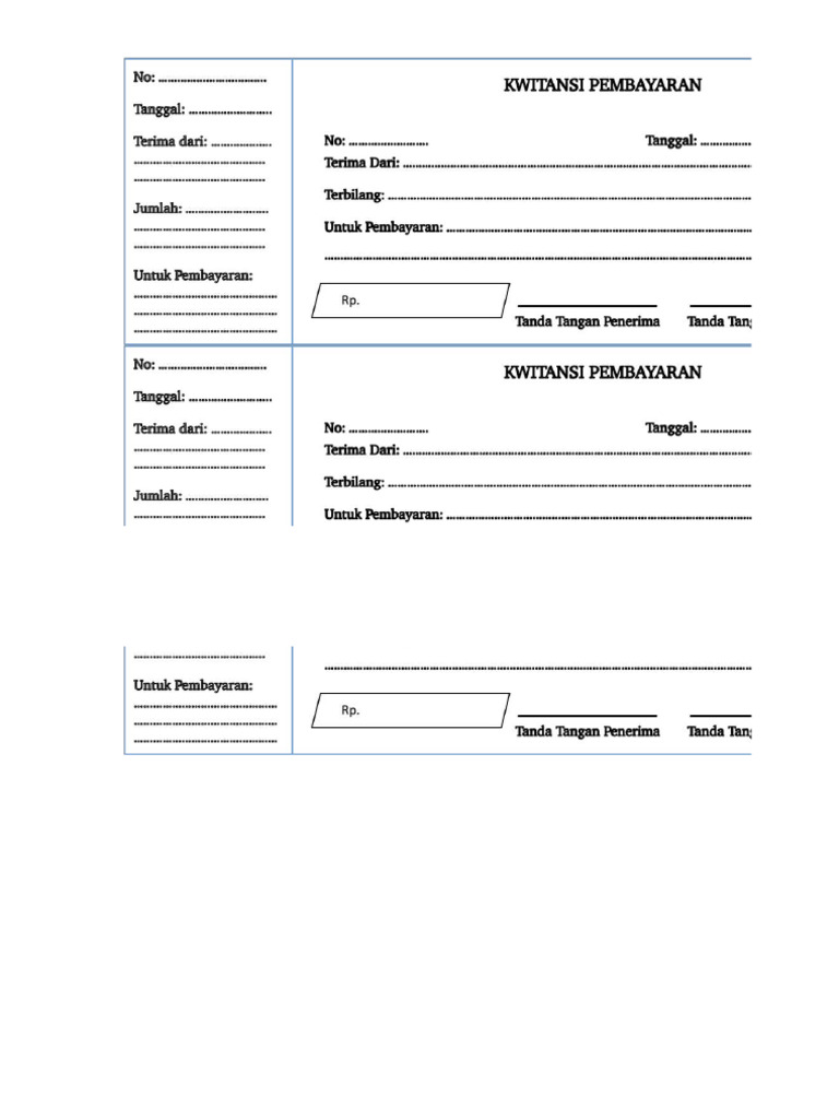 Contoh Kwitansi Excel 3 | PDF