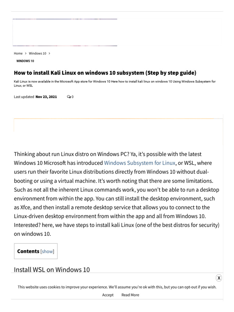 How To Install Kali Linux On Windows 10 Subsystem (Step by Step Guide ...