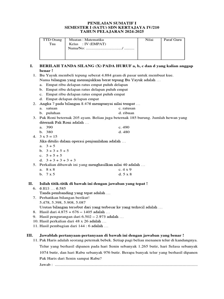 Sumatif Matematika | PDF
