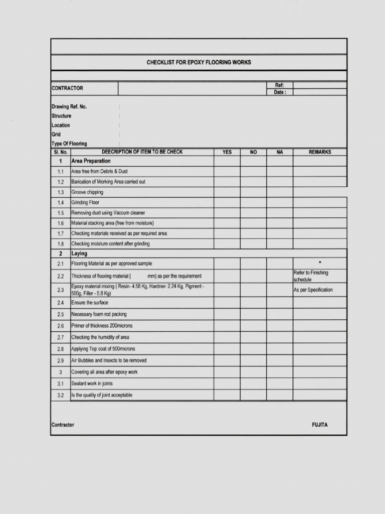 Epoxy Checklist | PDF