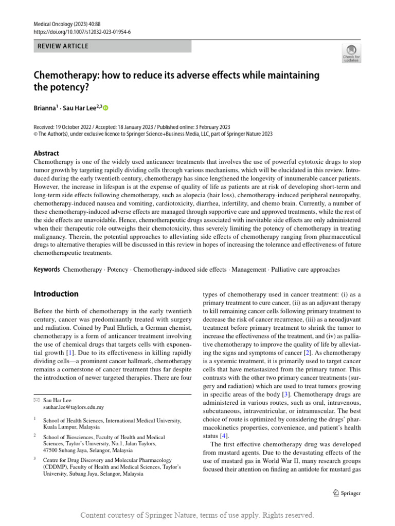 Managing Chemotherapy Side Effects | PDF | Chemotherapy | Cancer