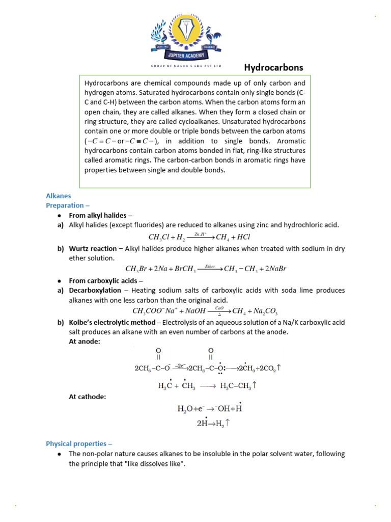Hydrocarbon Chemistry: Alkanes, Alkenes, Alkynes | PDF | Alkene | Alkane