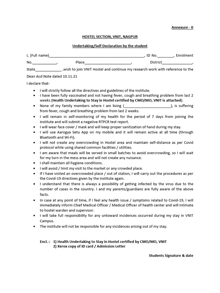 Undertaking Format Annexure II III | PDF | Epidemiology | Pandemic