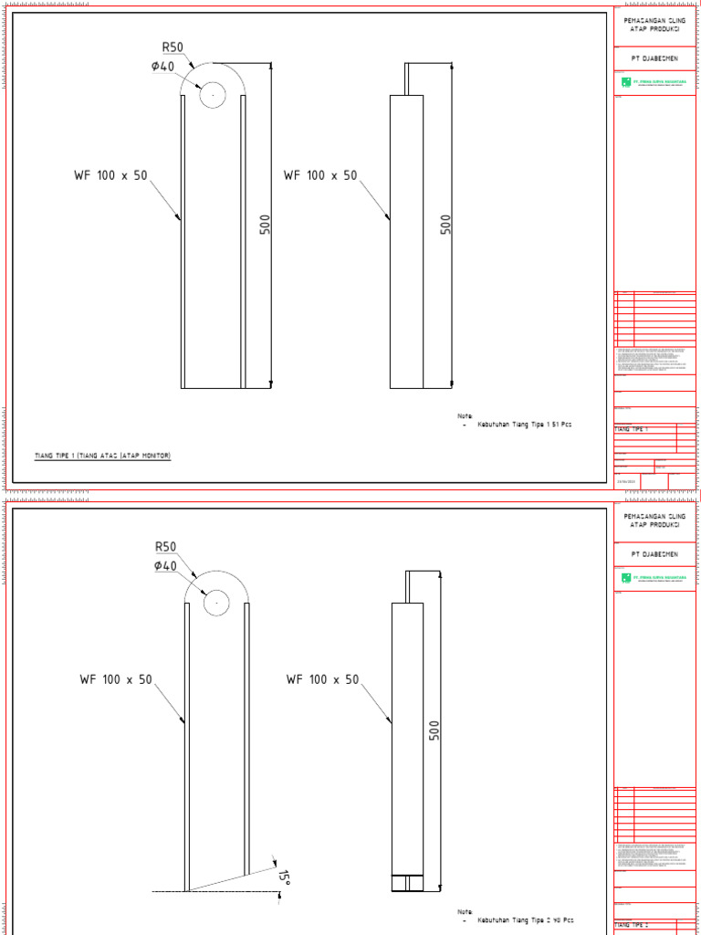 Shop Drawing - Gambar Tiang | PDF | Drawing | Civil Engineering