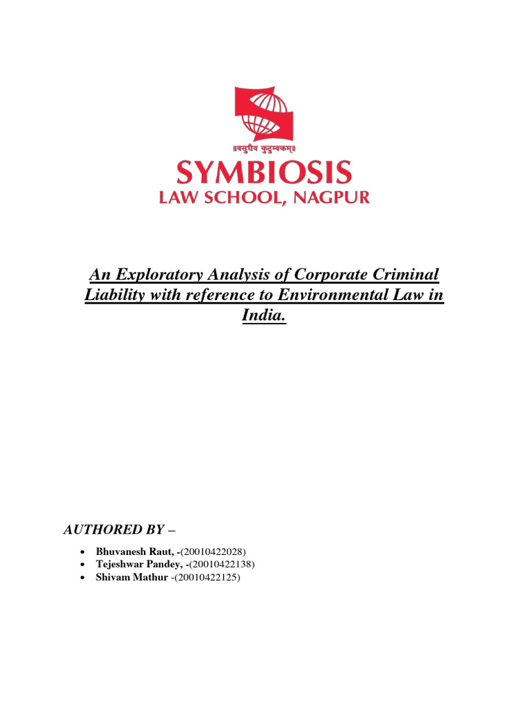 Bhuvanesh, Tejeshwar, Shiwam Corporate Research Paper | PDF | Legal Liability | Crimes