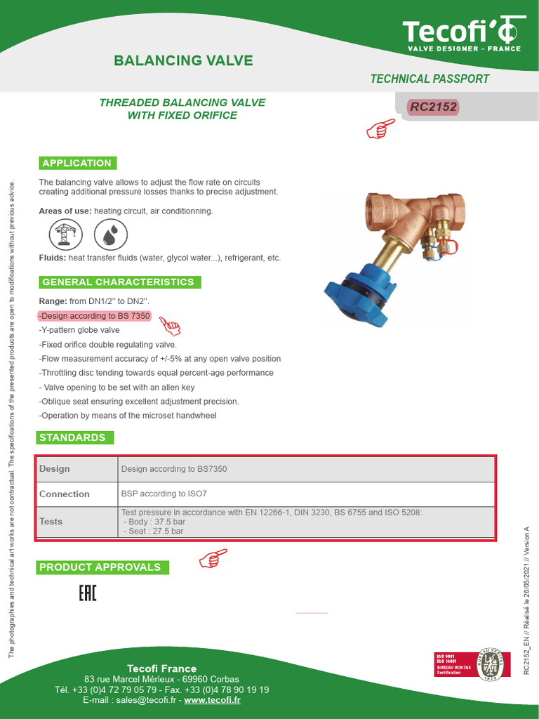RC2152 Balancing Valve DN15-DN50 | PDF | Valve | Mechanical Engineering