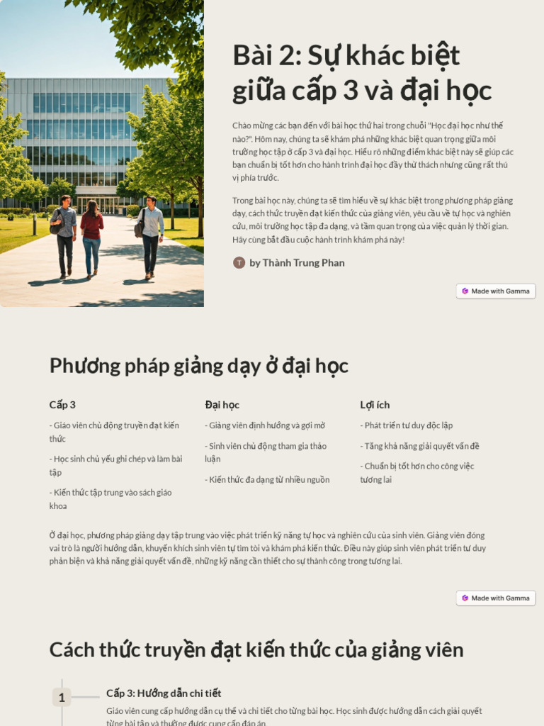 Bai 2 Su Khac Biet Giua Cap 3 Va Djai Hoc | PDF