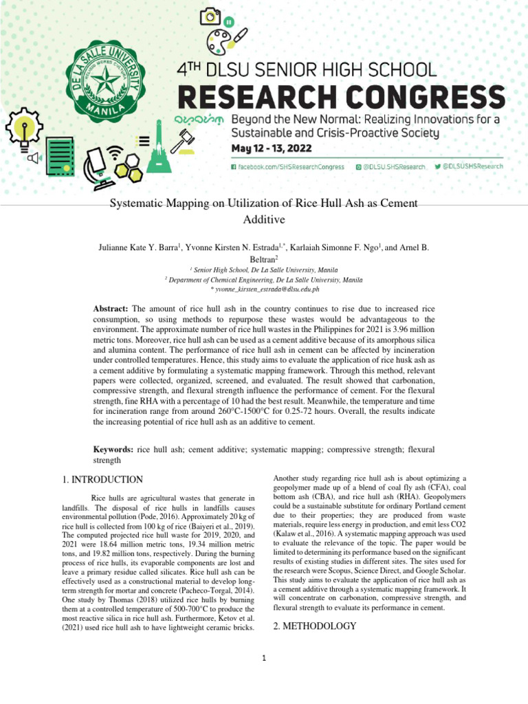 Paper Review On Application of Rice Hull Ash As Cement Additive | PDF ...