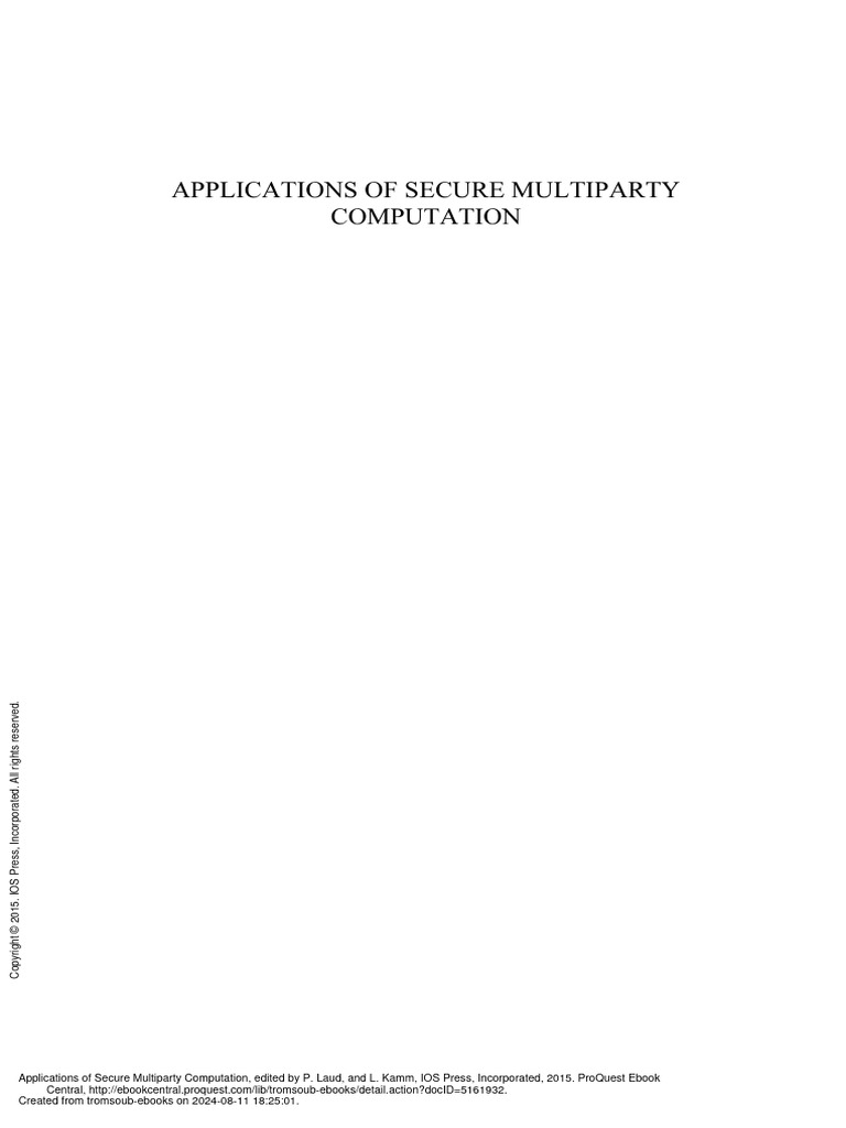Applications of Secure Multiparty Computation | PDF | Games & Activities | Technology & Engineering