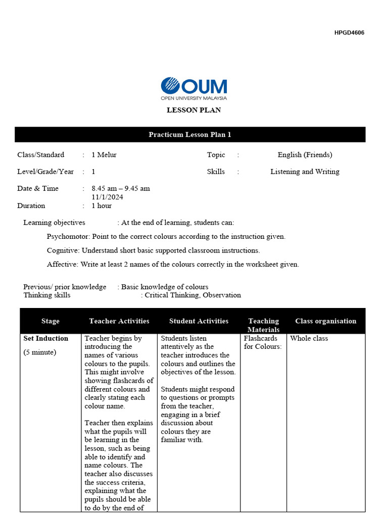 Appendix 1 - PGDTLesson Plan Format | PDF | Teachers | Lesson Plan
