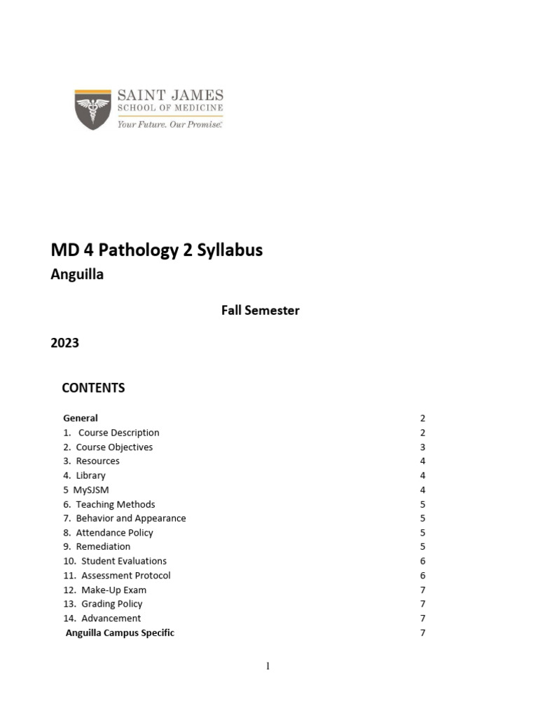 ANG Pathology 2 Syllabus Fall 2023 RV 10.26.2023 | PDF | Pathology ...
