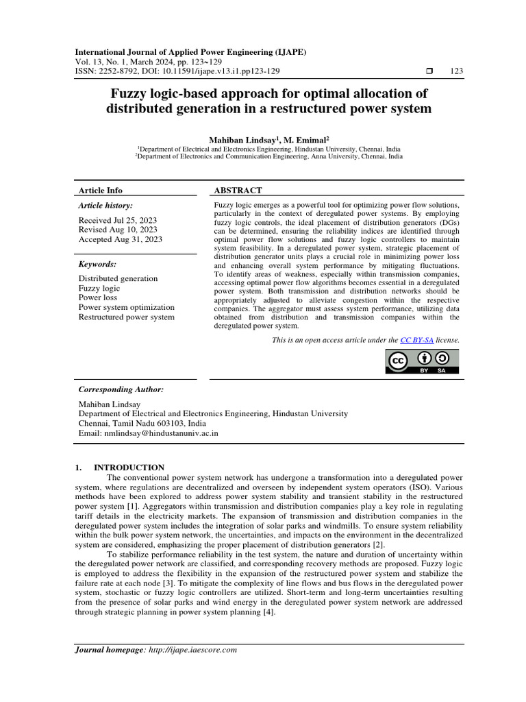 Fuzzy Logic-Based Approach For Optimal Allocation of Distributed Generation in A Restructured ...