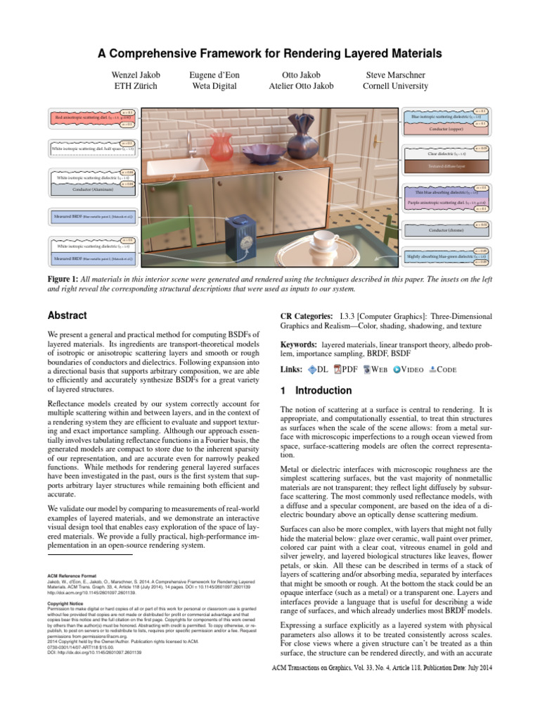 A Comprehensive Framework for Rendering Layered Materials | PDF | Matrix (Mathematics) | Scattering