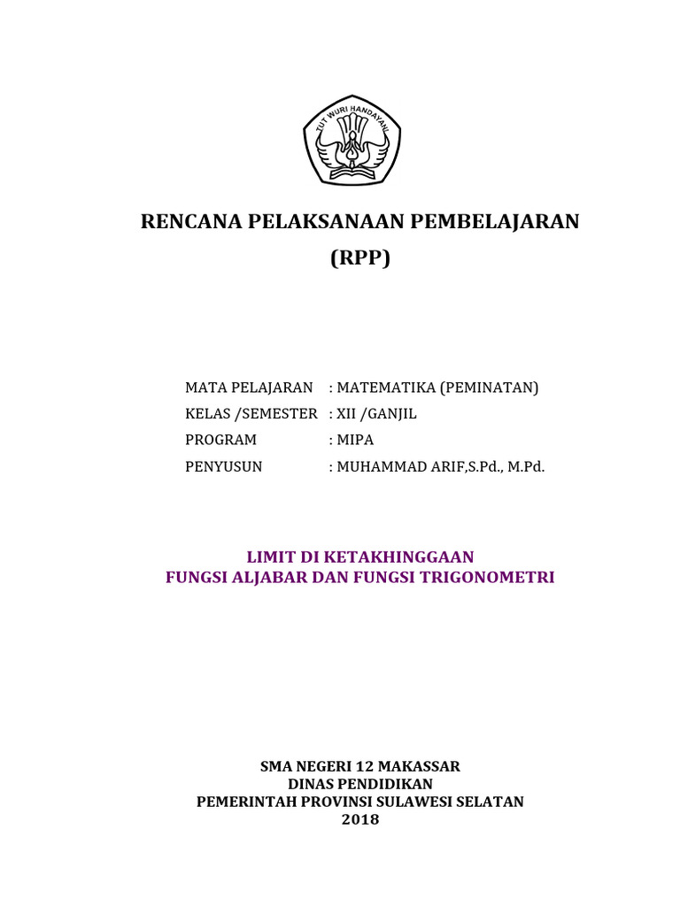 RPP Limit Tak Hingga 2018-2019 | PDF