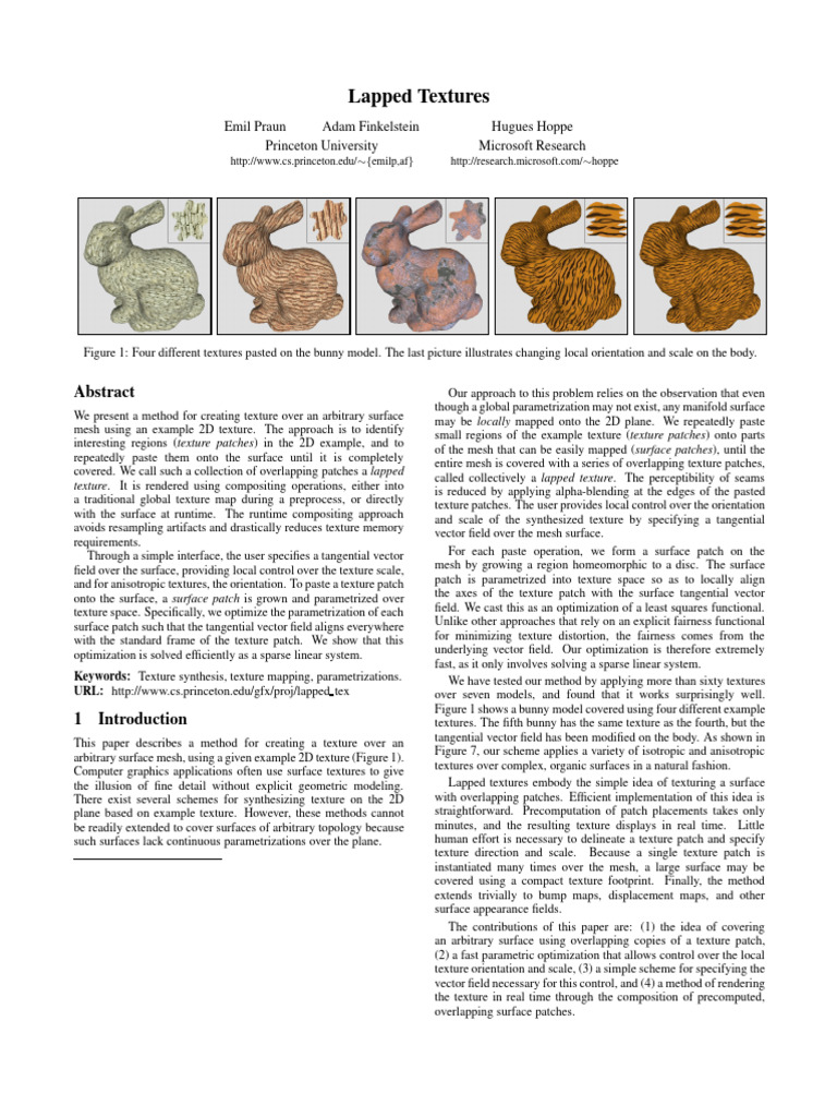 Lapped Textures | PDF | Texture Mapping | Rendering (Computer Graphics)