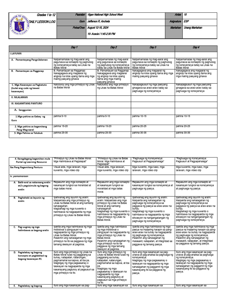 Ancheta DLL ESP10 Q1WK3 | PDF