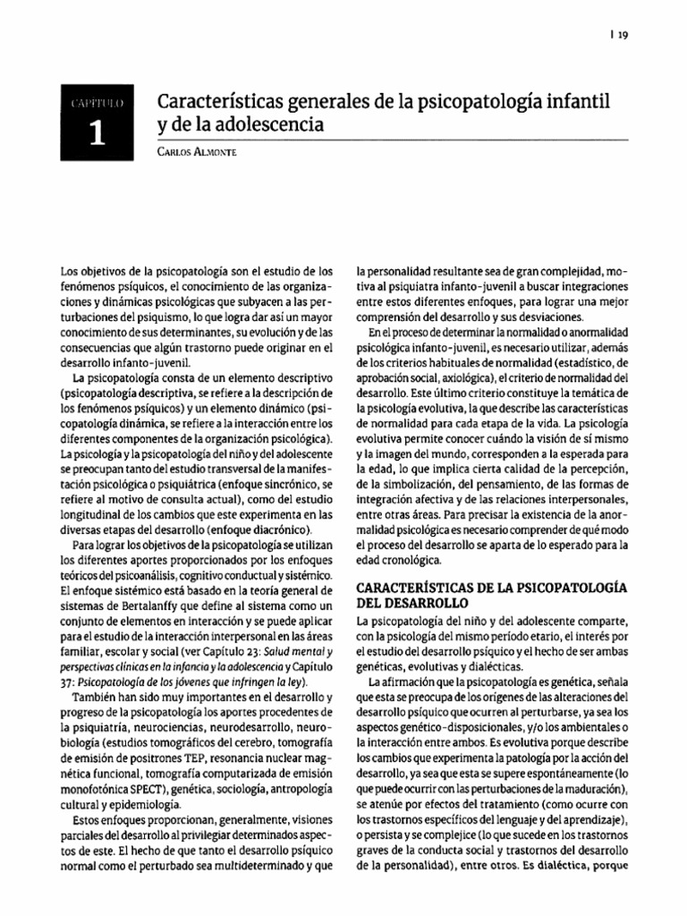 Psicopatología Infantil y Adolescente | PDF | Adultos | Sicología