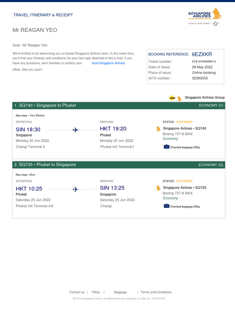 Eticket Mr Yeo Reagan | PDF | Aviation