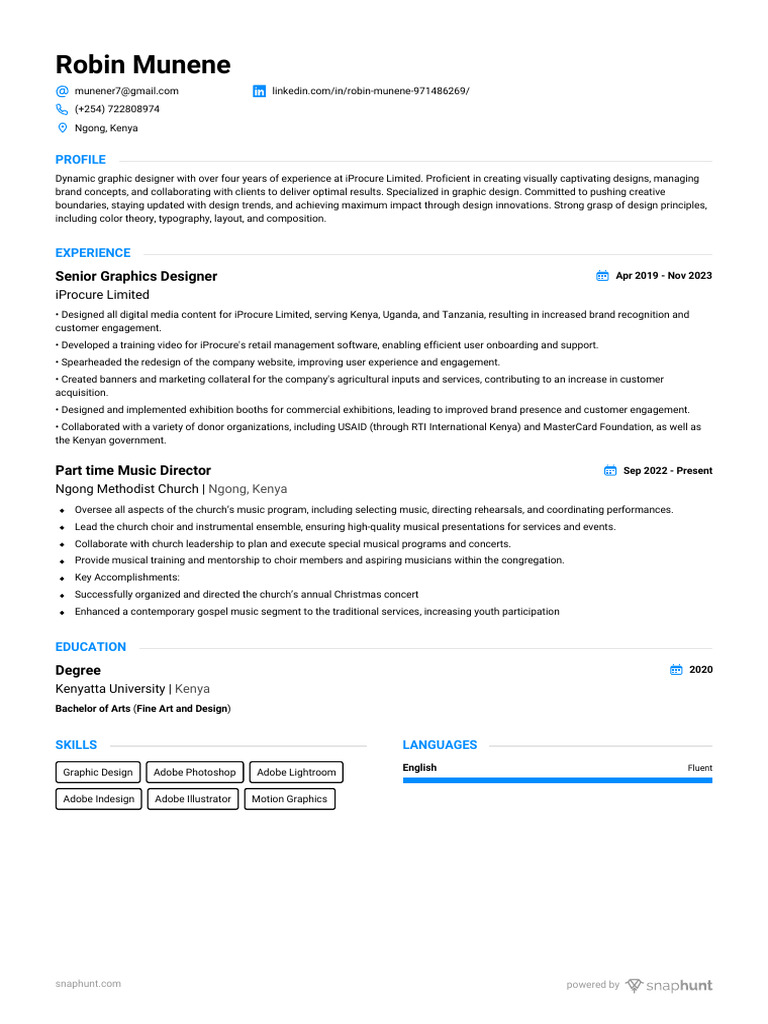 Robin Munene CV | PDF | Graphic Design | Adobe Photoshop
