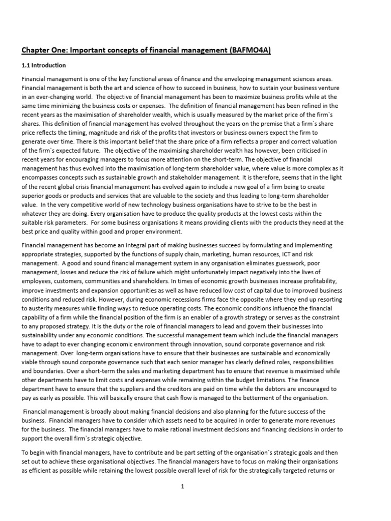 2024 Chapter 1 Principles of Financial Management | PDF | Investing ...