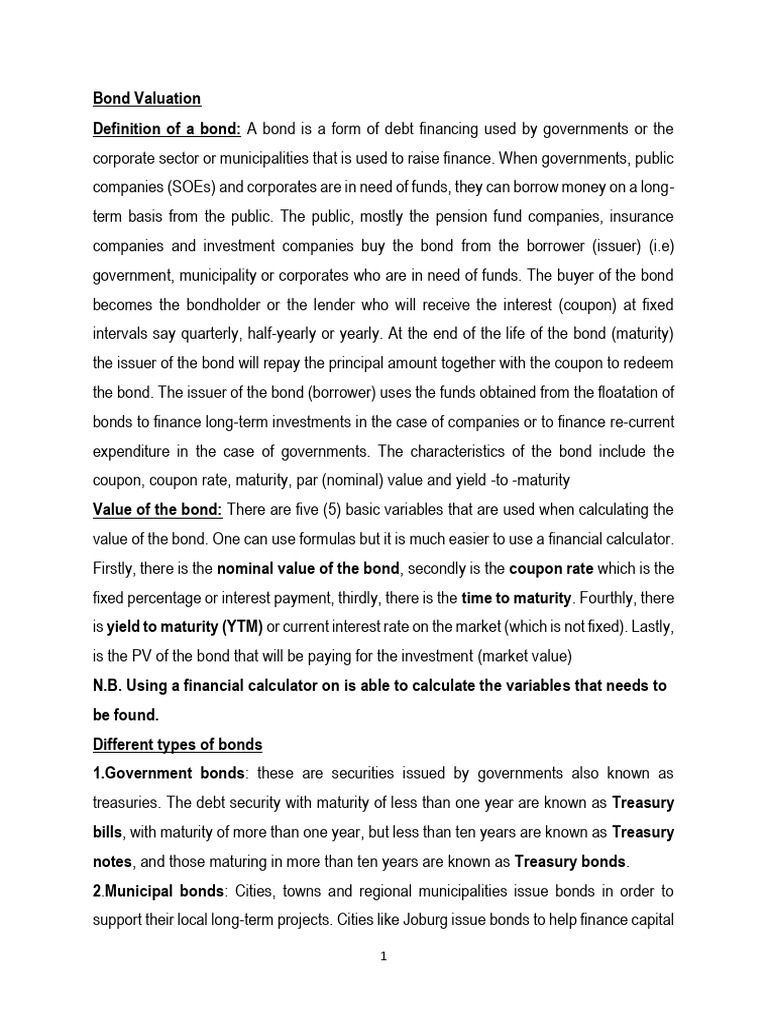 2024 Bond Valuation Notes | PDF | Bonds (Finance) | Yield (Finance)