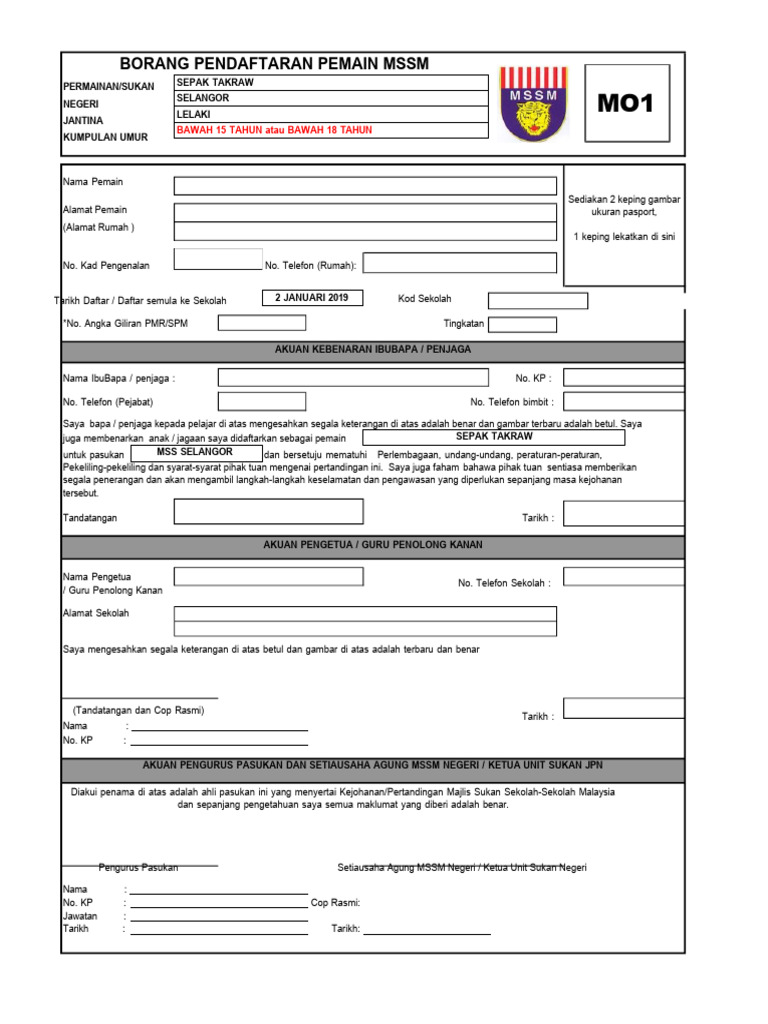 Borang m01 1 | PDF