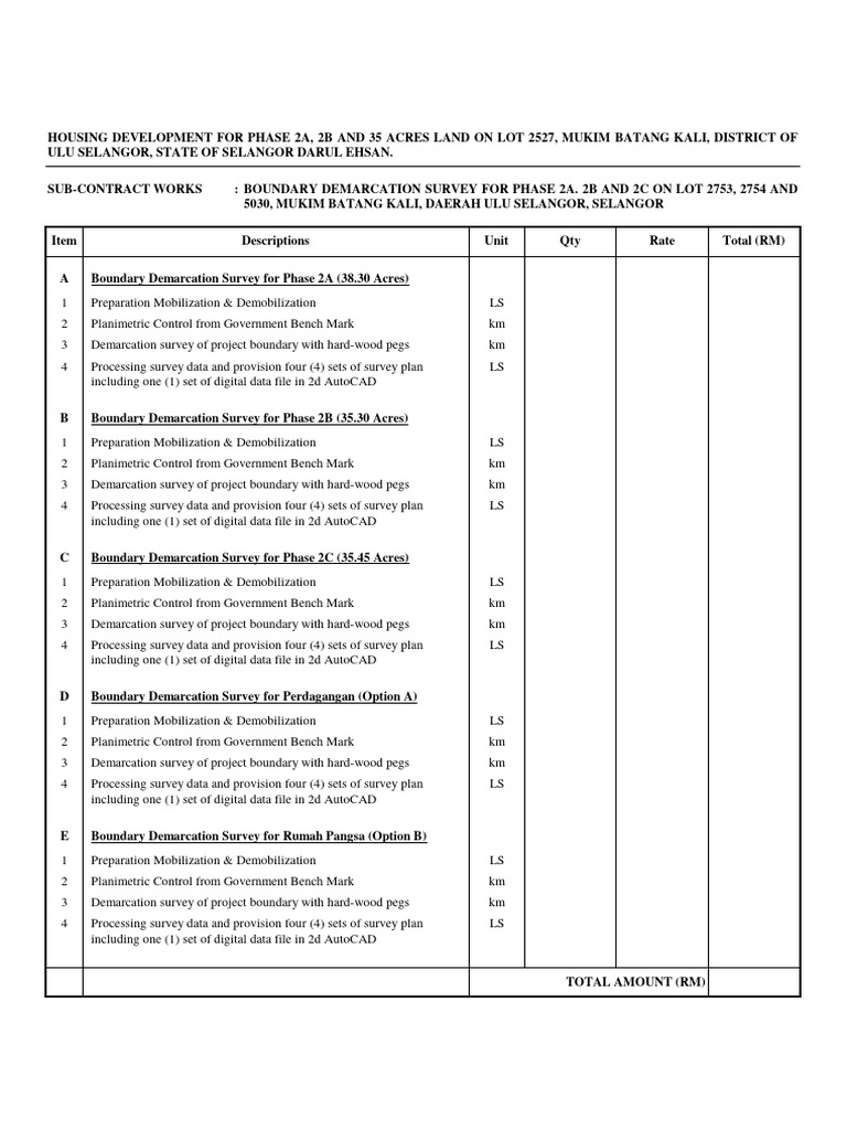 BK - Demarcation Survey BQ | PDF | Technology & Engineering