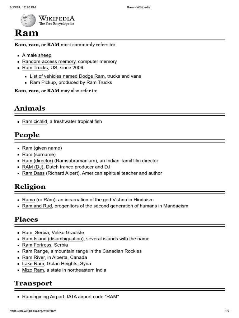 Ram - Wikipedia | PDF | Random Access Memory