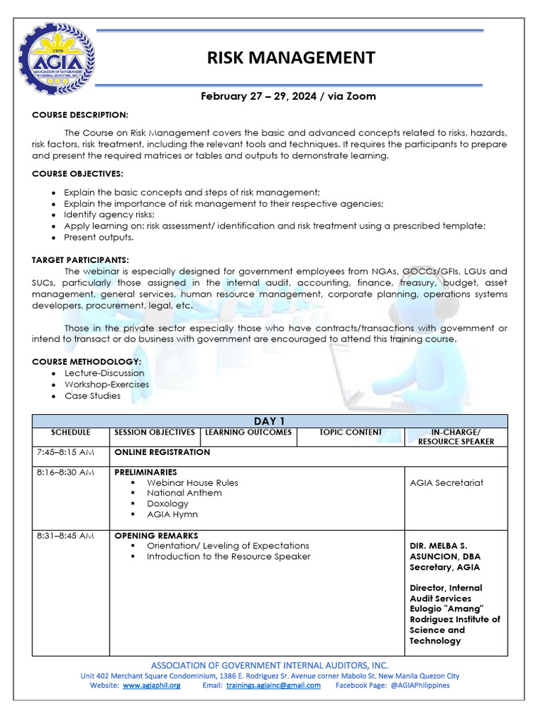 Risk Management Course Overview | PDF | Risk | Risk Management