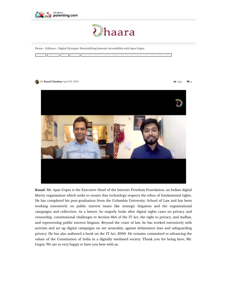 Digital Dystopia_ Demystifying Internet Accessibility with Apar Gupta - Dhaara | PDF ...