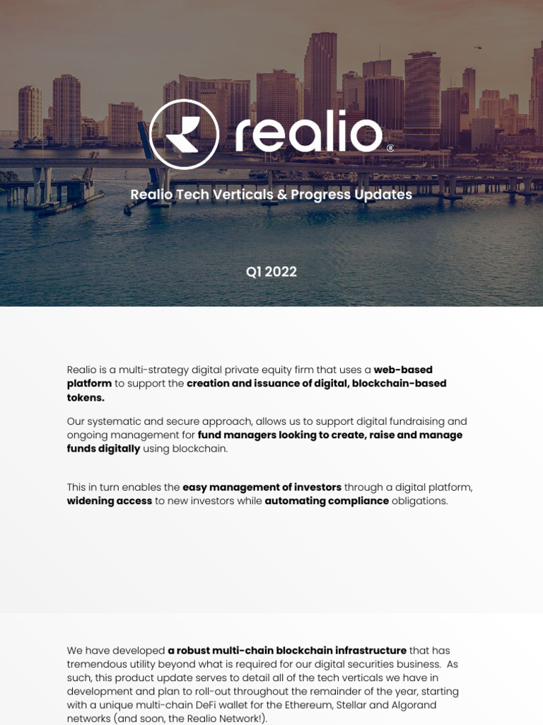 Realio Tech Verticals and Progress Updates Q1 2022 | PDF | Applications ...